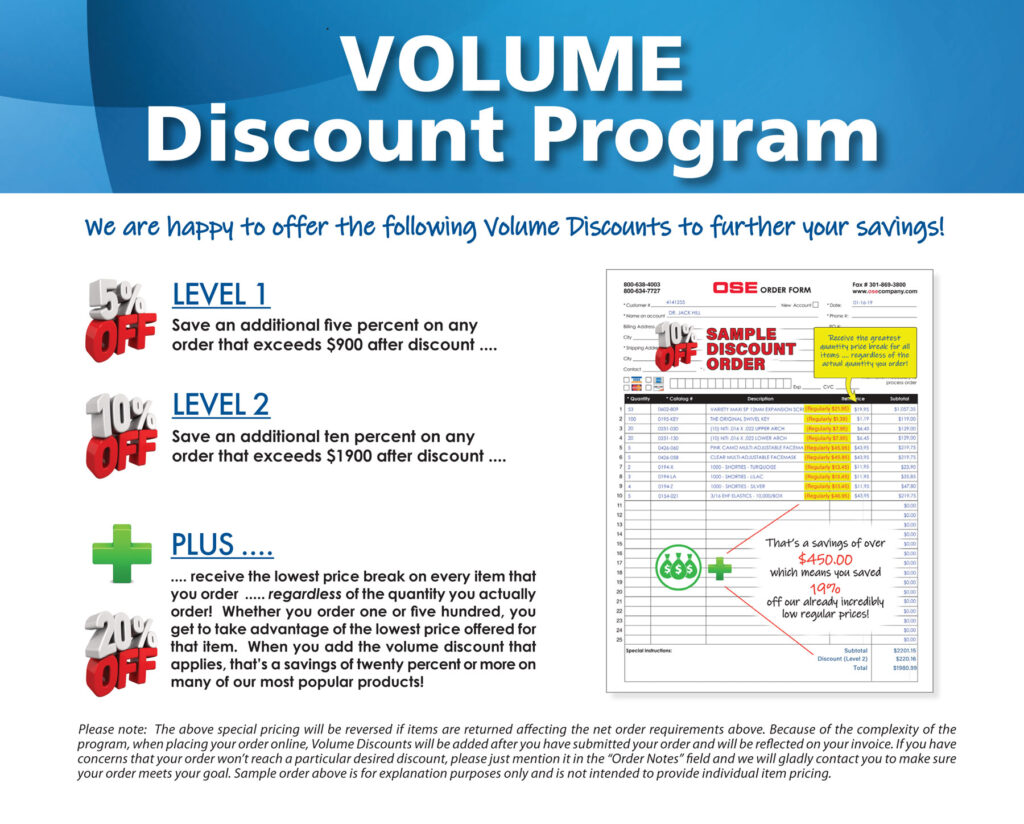 Volume Discount Program – Orthodontic Supply & Equipment Company
